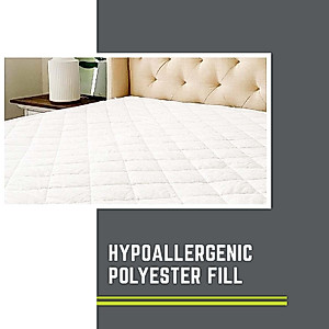 Luxury Eddie Bauer 300 TC Hypoallergenic Premium Cotton Mattress Pad - Medium Weight - Made in the USA (Queen)