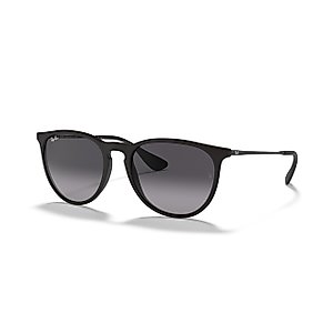 Ray-Ban Woman Sunglasses Rubber Black Frame, Grey Gradient Lenses, 54MM