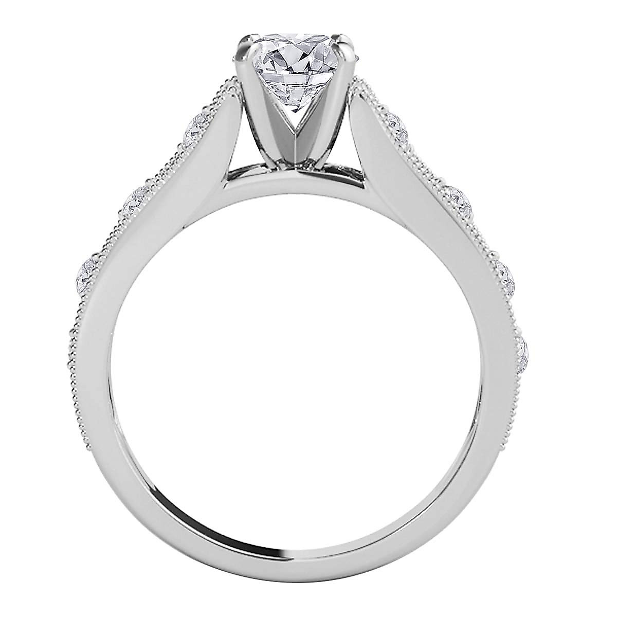 Mauli Jewels 0.50 Carat Halo Two-Tone Antique Diamond Engagement Ring 4 prong 14k Solid Rose & White Gold