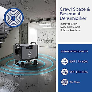 120 Pints Commercial Dehumidifiers for Basement,Crawl Space Dehumidifier with Drain Hose, Industrial Dehumidifier for Large space,Optional Remote Control,Whole House,Auto Defrose