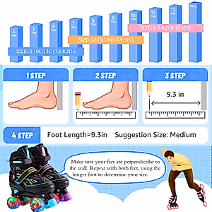 Kids Roller Skates for Girls and Boys, 4 Sizes Adjustable Roller Skates with 8 Light Up Wheels, Fun Illuminating Toddler Rollerskates for Kids Youth Beginner, Patines para Niñas Niños(3-6, Blue)