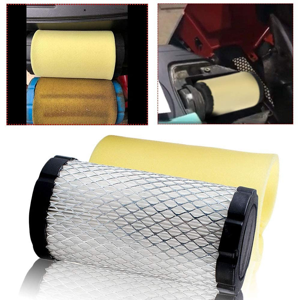 HIFROM Air Filter + Pre Filter Replacement for 793569 John Deere GY21055 MIU11511 Rotary 12673 Stens 100-929,Lawn Mower Air Filter
