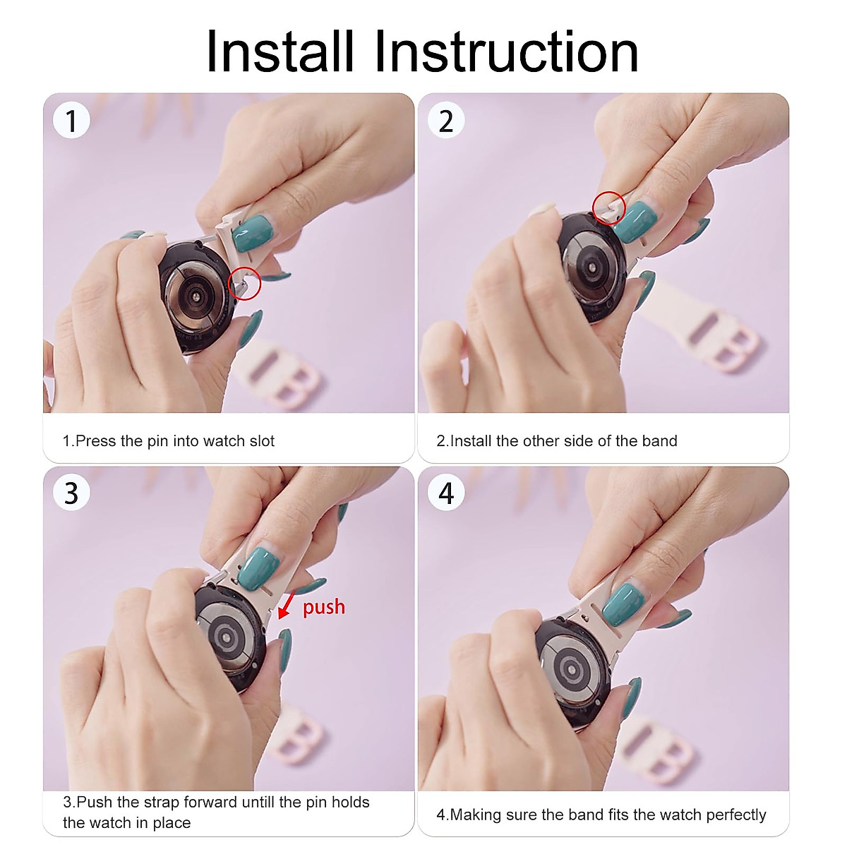 Odbeai Galaxy Watch 6 Band,Galaxy Watch 4 Band,Galaxy Watch 5 5Pro Band,Compatible with Samsung Watch 6 5 4 Bands,Galaxy Watch 6 4 Classic Bands,Galaxy Watch 5 Pro Band, No Gap Sport Strap Women Men