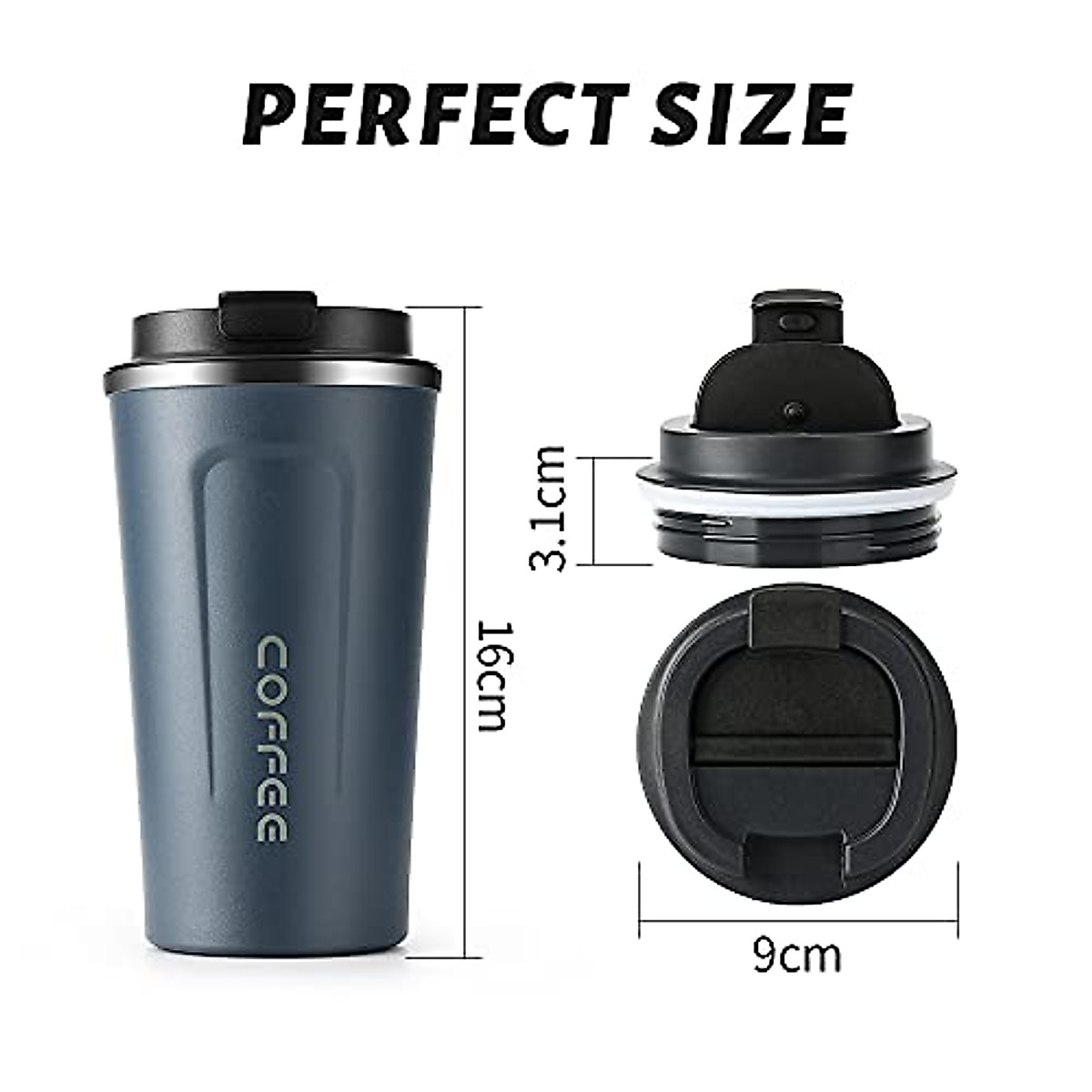 MUCR Vacuum Travel Mug 18oz, Double Wall Stainless Steel Insulated Coffee Cups with Snap Lid, Vacuum Cup for Coffee,Tea and Soda, Blue