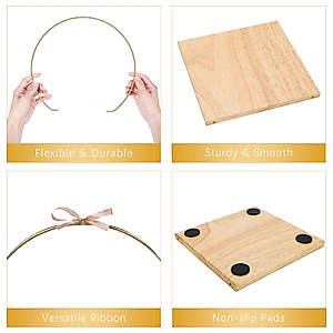 Sntieecr 2 Pack Metal Floral Hoop Centerpiece for Table, Gold Hoop Centerpiece with Stand, Floral Ring Wreath for Making Wedding Crafts, Party, Home Table Decoration