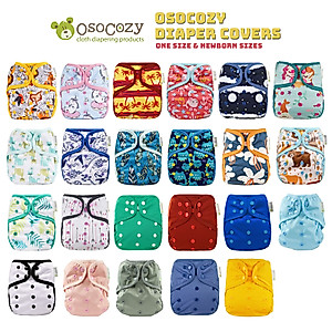 OsoCozy Newborn Reusable Cloth Diaper Covers - Adjustable Snap Fit & Double Leg Gussets for Baby Boys & Girls from 6-12 Pounds. Use with Prefold, Flat or Fitted Cloth Diapers or Snap-in Inserts