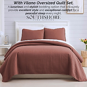 Southshore Fine Living, Inc. Twin XL Quilt Set with Pillow Sham, Quilted Twin Bedspread, Coverlet, Oversized Bed Quilt for Full Coverage, Soft and Comfy, Easy Care, Machine Washable, Marsala