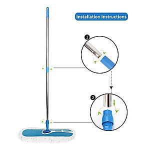 16" Commercial Dust Mop, MEIBEI Dust Floor Mop with Cotton mop Head, Dust Mop for Hardwood Floors with Long Handle, Industrial Dust Mop for Factory, Shopping Mall, Garage, Company, Hotel (16*5 inch)