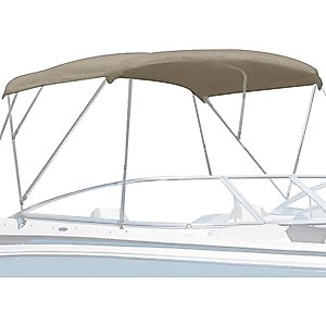 ECOTRIC 3 Bow Boat Canopy Cover Bimini Top Boat Sun Shade Canvas Oxford Fabric 72" L 67"-72" W Grey with Boot Without Frame