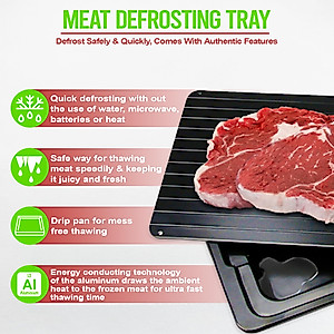 Ace and Olive Meat Defrosting Tray for Frozen Meat with Drip Tray- Meat Thawing Board - Aluminum Meat Thawing Tray for Frozen Meat - Safe Thaw Meat Defroster -Thaw Mat Defrost Tray - Defrosting Mat