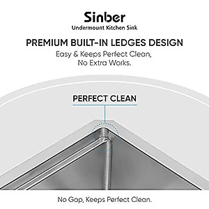 Sinber 36" x 20" x 10" Farmhouse Apron Single Bowl Workstation Kitchen Sink with 16 Gauge 304 Stainless Steel Satin Finish 6 Accessories KSS0006S-OJ