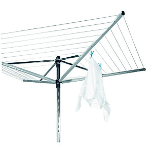 Brabantia Lift-o-Matic Large Rotary Airer Clothesline with Metal Soil Spear, 197 Feet, Silver