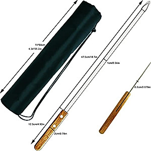 Voniel 23.5 Inch Extra Long Large Kabob Skewers,12pcs Flat Wide Stainless Steel BBQ Skewer,Reusable Barbecue Stick for Grilling,Metal Heavy Duty Thick Kebab with Wooden Handle with Bag.