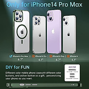 JUESHITUO iPhone 14 Pro Max Case 𝟐𝟎𝟐𝟯 𝗡𝗘𝗪 [Not Yellowing] [MiL-Grade Protection] [No.1 Strong Magnets] Magnetic Slim Clear Compatible with iPhone 14 Pro Max Protective Case 6.7inch,Alpine Green