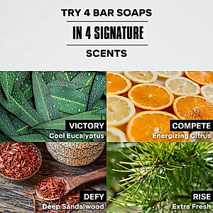 Art of Sport Men’s Bar Soap, Charcoal Activated Hand, Face and Body Soap, Variety Pack, Made with Natural Botanicals, Moisturizing Tea Tree Soap, Made for Athletes, Defy Scent, 3.75 Ounce (Pack of 4)