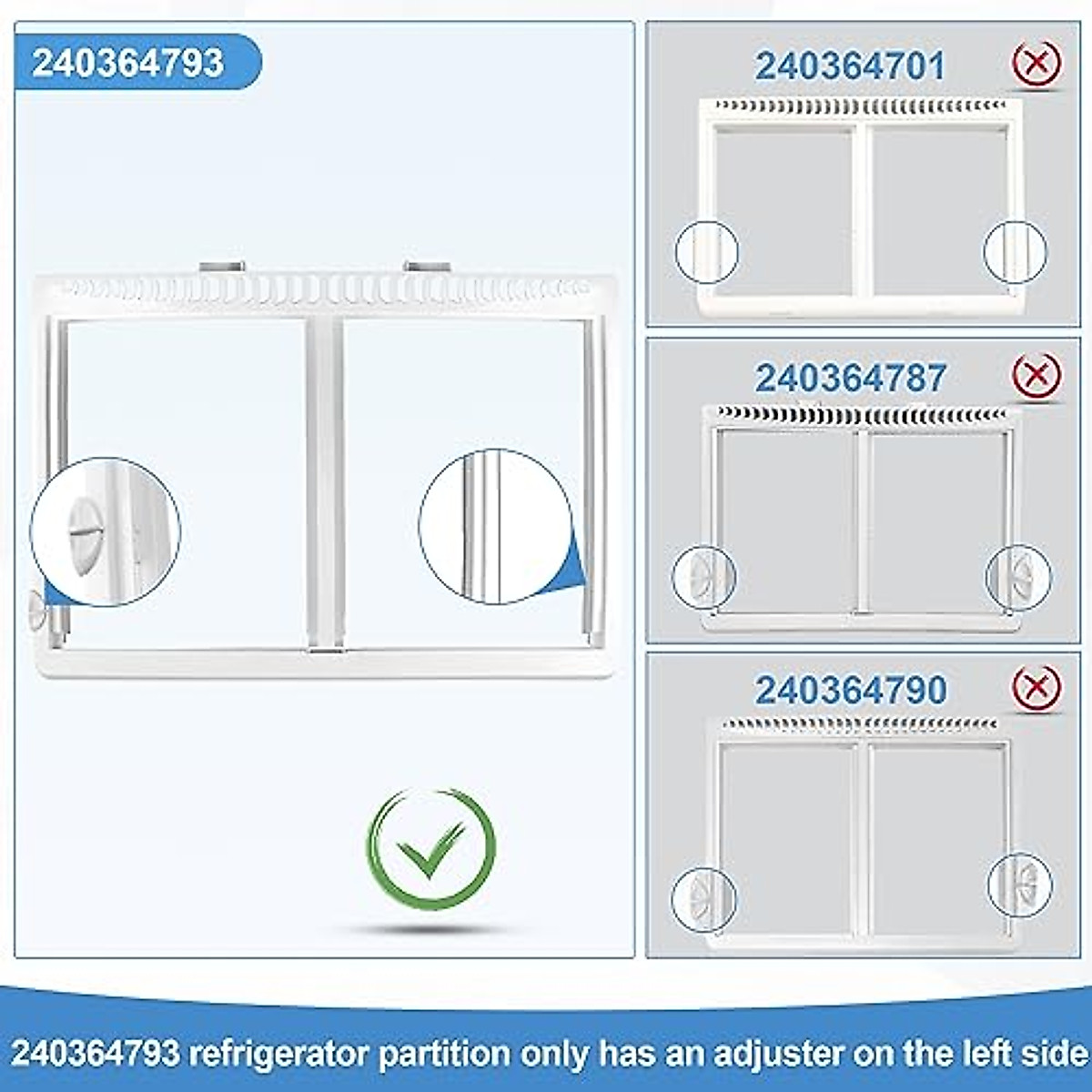 2023 UPGRADED 240364793 240364713, 240364724 Refrigerator Crisper Cover Compatible With frigidaire, kenmore Refrigerator OEM Quality, Replaces 240364763, 240364786, 1-Year Warranty
