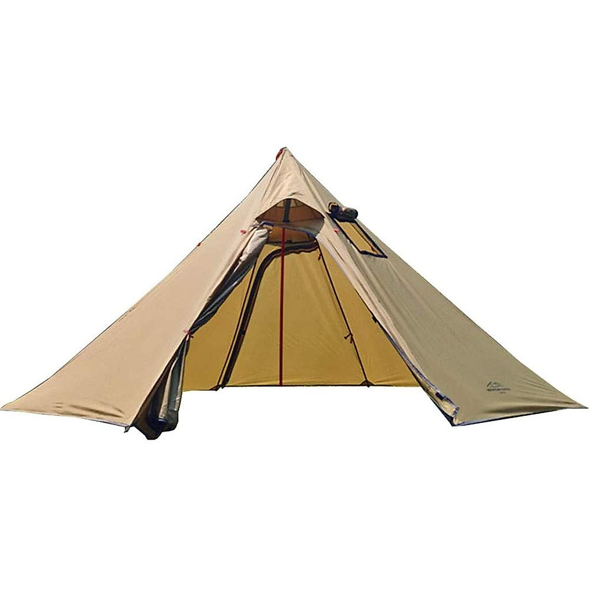 Ultralight 4 Person Tipi Hot Tent with Fire Retardant Stove Jack for Flue Pipes with 2 Doors Height 7.2FT
