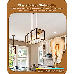 EDISHINE 6 Pack Vintage LED Edison Bulbs 8W Equivalent 60W, ST64 Dimmable Led Light Bulbs, 700LM 2200K Amber Warm Light E26, Decorative Antique LED Filament Bulbs for Home and Commercial, UL Listed