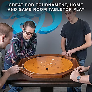 Tournament Crokinole & Checkers | Classic Dexterity Board Game for Two Players | 24 Black & White Discs & Game Board | 27 Inch