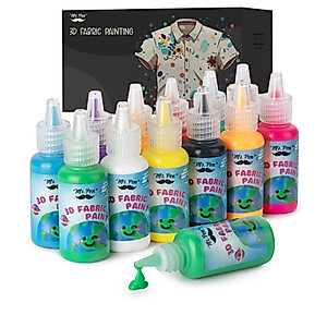 Mr. Pen- 3D Fabric Paint Set, 12 Colors, 0.67 oz, Puffy Paint for Fabric, 3D Paint, Puff Paint for Clothing, T-Shirt Paint, Puffy Paint for Crafts, Puffy Fabric Paint, Fabric Paint for Clothes
