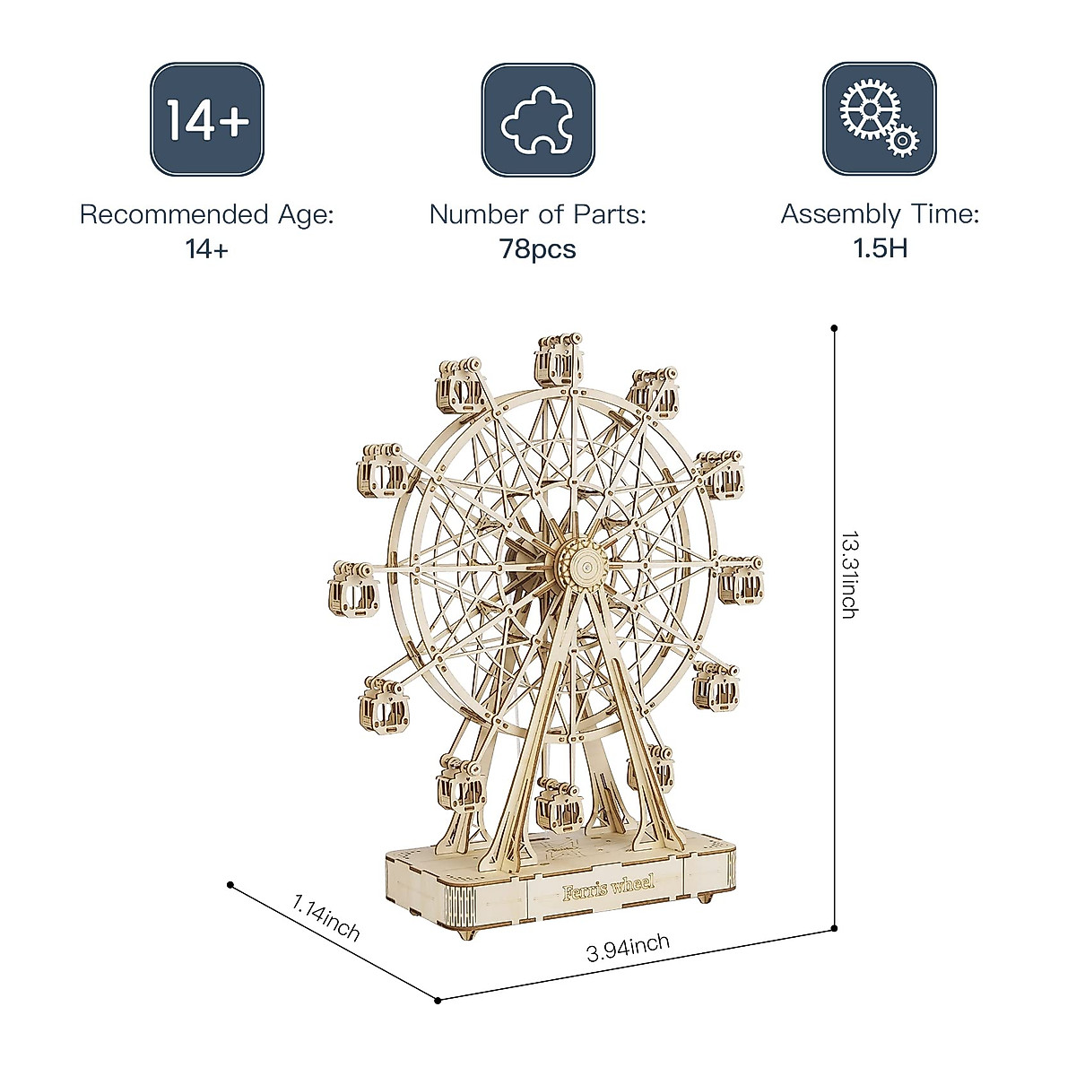 Rowood 3D Puzzles for Adults, Model Kits for Adults, Wooden Music Box,DIY Craft Kits for Adults Teen Boy Gifts on Birthday Christmas - Ferris Wheel (232 PCS)