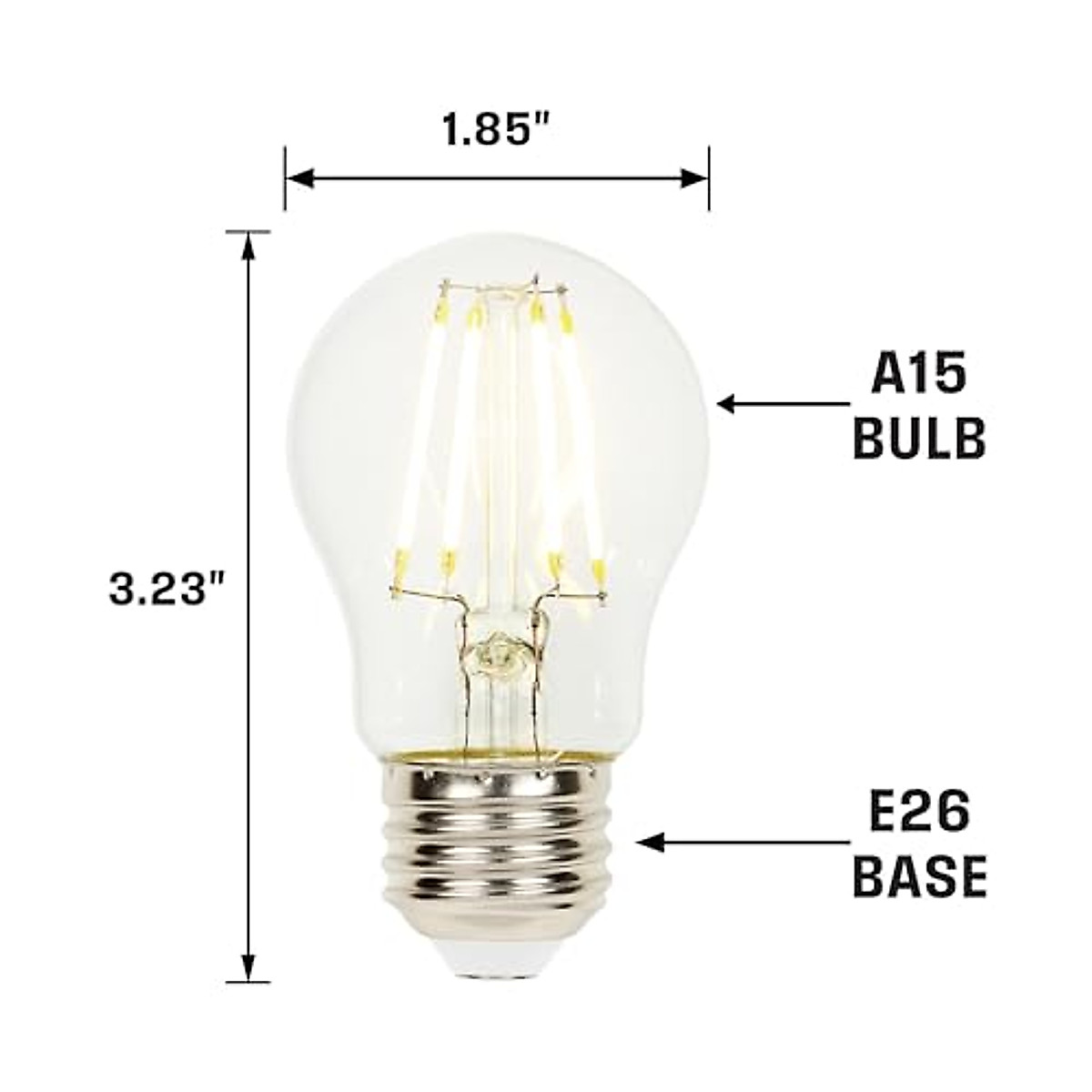 Westinghouse 5280020 4.5 Watt (40 Watt Equivalent) A15 Dimmable Clear Filament LED Light Bulb, Medium Base, 6 Pack