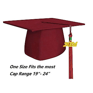 Vitosun 2024/2025 Matte Maroon Graduation Cap with Tassel Hats Burgundy for Senior High School/College Graduates Photography