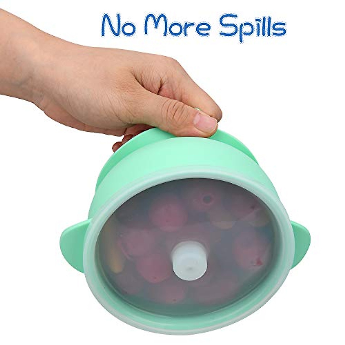 KingKam Baby Bowls and Spoons, Suction Bowls for Baby, Toddler Self-Feeding Set, Leak-Proof Silicone Bowls with Lid, Dishwasher & Microwave Safe