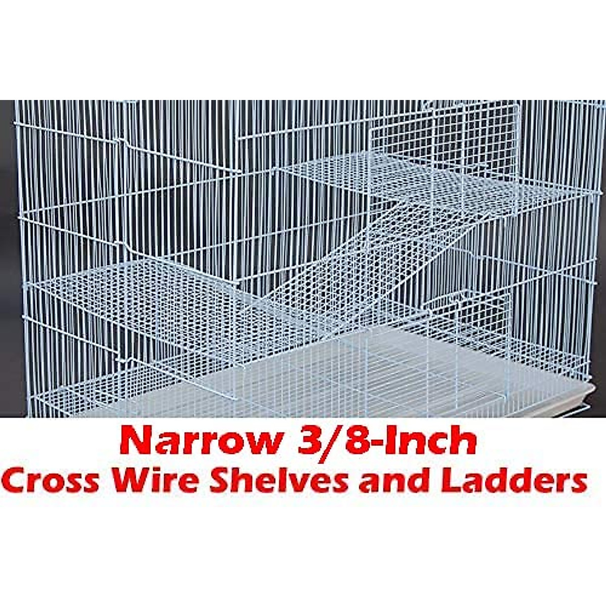 New Large 3 Levels Ferret Chinchilla Sugar Glider Rats Animal Cage, Narrow 3/8-Inch Bar Spacing (30" L x 18" W x 24" H White)