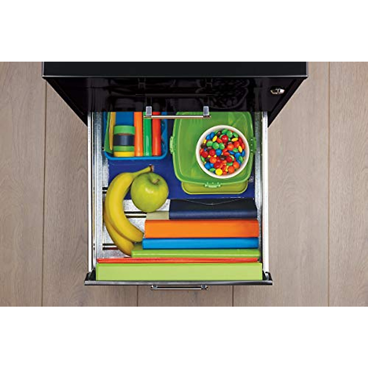 Office Dimensions 18in. Deep 3 Metal Organizer Pencil Drawer SOHO Vertical File Cabinet, Black