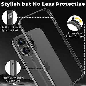 [3 IN 1] Aluminum Metal Bumper Case for iPhone 13 Pro Max, with 1 Pack iPhone 13 Pro Max Screen Protector & Camera Lens Protector, Drop Protection, Shockproof, Compatible with MagSafe, Graphite