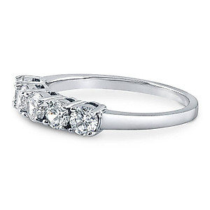 BERRICLE Sterling Silver 5-Stone Cubic Zirconia CZ Fashion Ring for Women, Rhodium Plated Size 6.5