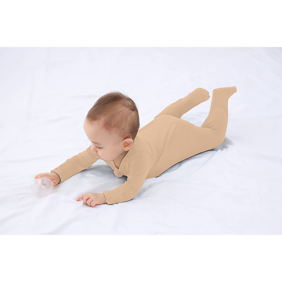 GUISBY rayon made from bamboo Baby Footed Pajamas, Two Way Zipper Long Sleeve Sleeper 3pcs 12-18 Months