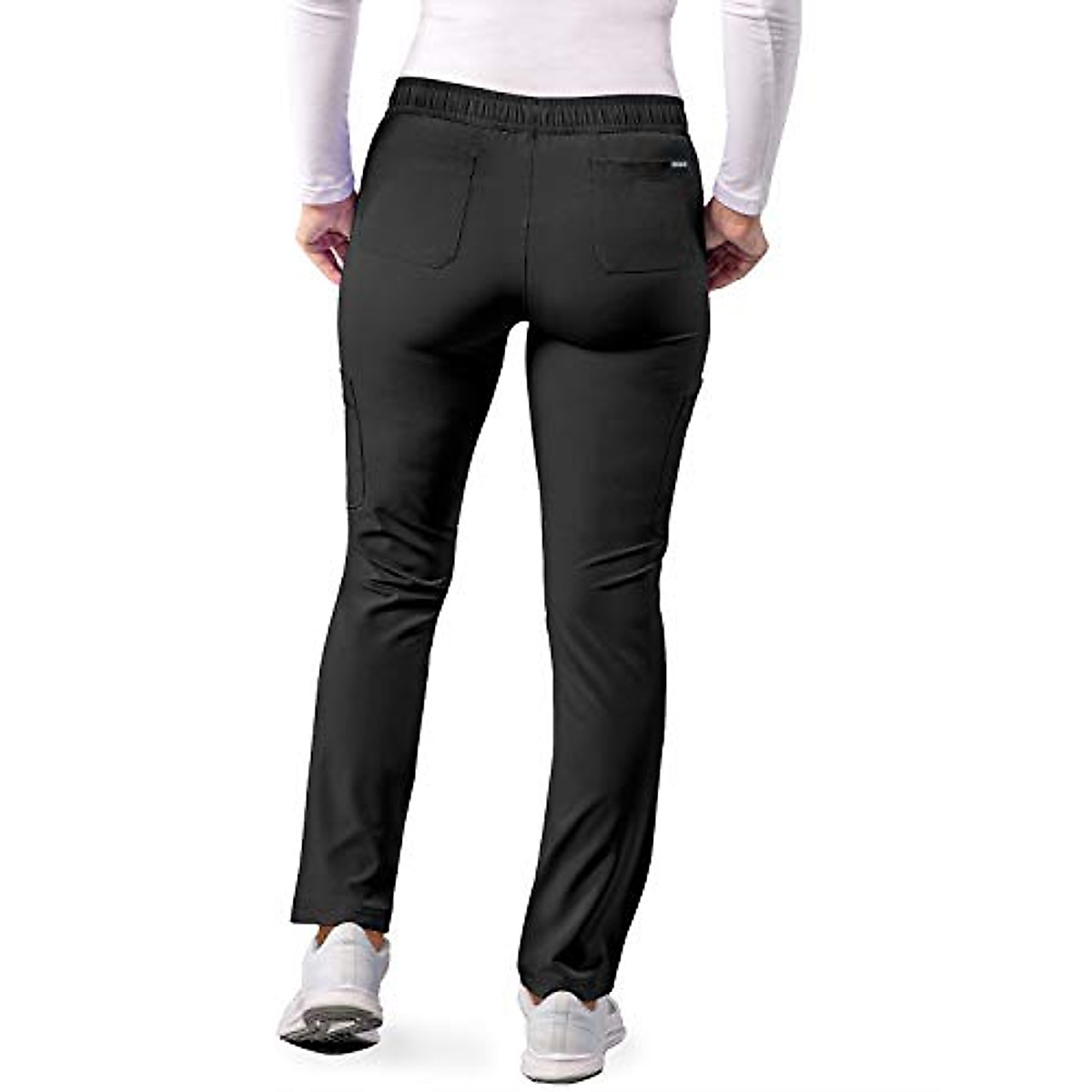 Adar Addition Scrubs for Women - Skinny Leg Cargo Drawstring Scrub Pants - A6104 - Black - L