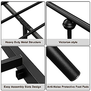 AOVSA 14 Inch California King Bed Frame with Headboard & Footboard, Heavy Duty Metal Platform Bed Frame, Mattress Foundation, Noise Free, Easy Assembly, No Box Spring Needed - Black/Cal King