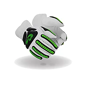 MAGID T-REX Rebel Series TRX814 Goatskin para-Aramid Lined Driver Impact Glove – Cut Level A6-9/L (1 PR), White