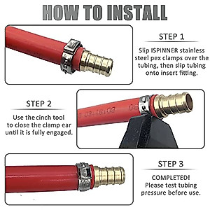 ISPINNER PEX Crimping Tool, Clamp Cinch Crimp Tool Crimper for Stainless Steel PEX Clamps from 3/8" to 1", with 40pcs PEX Crimp Rings 3/8" 1/2" 3/4" 1"