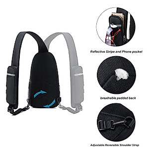 Shaelyka Small Lightweight Black Crossbody Bags for Men and Women, 8 Pockets small Sling Bag