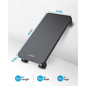 Metal Computer Tower Stand, ORICO Mobile CPU Holder, 4 Caster Wheels Computer Tower Stand Carts on Carpet Fits for Most Computer Tower, Gaming PC, PC Holder, ATX Case（Black, 16.14 * 8.38 * 0.78inch）