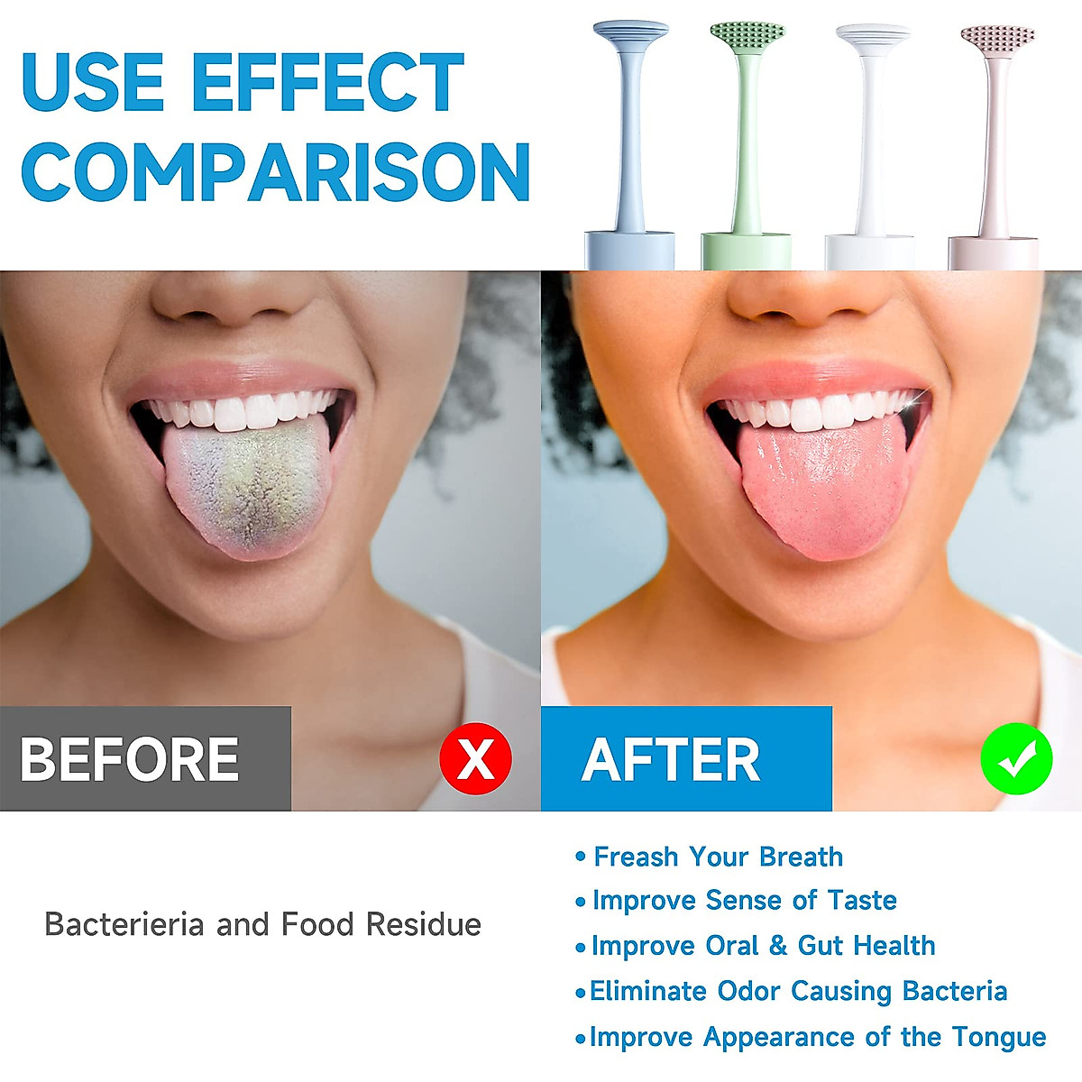 𝟒 𝐏𝐀𝐂𝐊 𝐓𝐨𝐧𝐠𝐮𝐞 𝐒𝐜𝐫𝐚𝐩𝐞𝐫 𝐂𝐥𝐞𝐚𝐧𝐞𝐫, Tongue Brush Scrapers with Travel Handy Case for Adults, Kids, Children, Healthy Oral Care, Easy to Use, Solft Help Fight Bad Breath