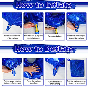 3rd Birthday Royal Blue Balloon, Dark Blue Foil Number 3 Balloons, 40 Inch Self Inflating Navy Iridescent Blue Globos Azul Marino Balloon 3 for Boys Kids Birthday Graduation Party Decoration Supplies