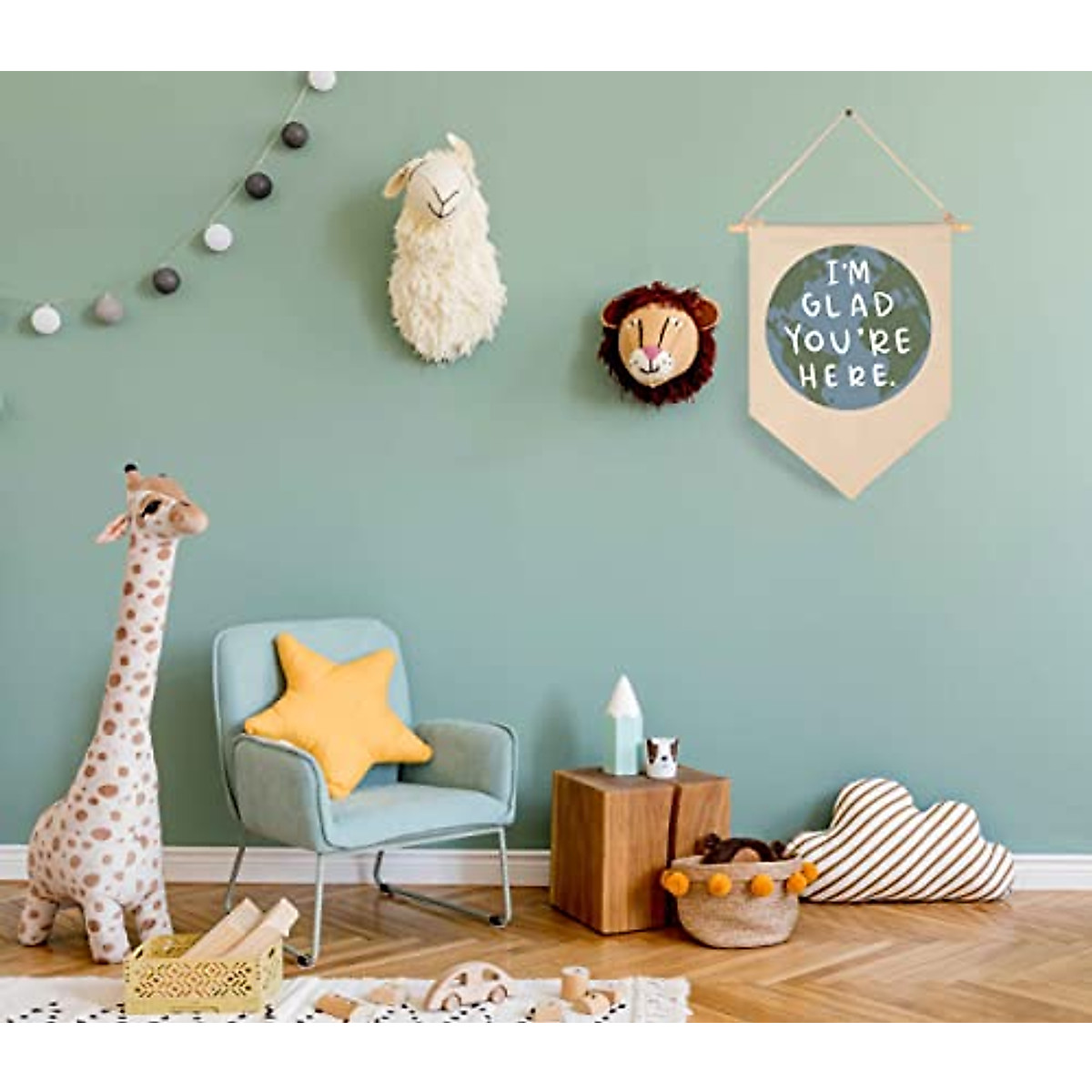 Glad You're Here-Inclusive Classroom Decor-Welcome Gift-Teacher Gift-Canvas Hanging Pennant Flag Banner Wall Sign Decor Gift-Birthday Christmas Gift