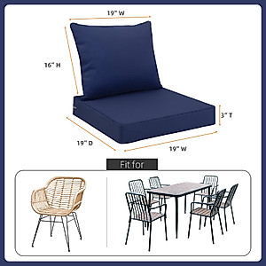 Favoyard Outdoor Seat Cushion Set 19 x 19 Inch Waterproof & Fade Resistant Patio Furniture Cushions with Removable Cover Deep Seat & Back Cushion with Handle and Adjustable Straps for Chair Sofa Couch