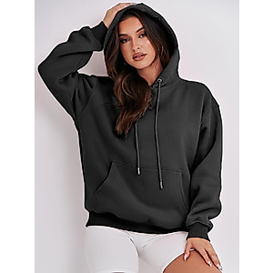 ANRABESS Women's Oversized Fleece Hoodies Basic Pullover Sweatshirt Fall Fashion 2024 Outfits Trendy Y2k Teens Preppy Clothes Black-M
