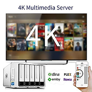 TERRAMASTER F5-221 NAS Storage 5Bay - Apollo J3355 Dual Core 2.0GHz 2GB Memory Plex Media Server Network Attached Storage, Diskless