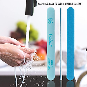 Iridesi Professional Nail Files and Buffers Blue 120 240 Grit Washable Emery Boards 7 Inches Long 12 Fingernail Files Per Pack