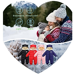 Ohrwurm Hooded Puffer Jumpsuit for Baby Boys Girls Long Sleeve Winter Romper Warm Snowsuit Coat Down Jacket 0-6 Months Black