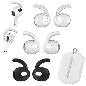 Ear Hooks Covers Compatible with Apple AirPods 3, Added Storage Pouch, Anti-Slip Silicone in-Ear Earhooks Covers, Ear Wings Accessories for Apple AirPods 3rd Generation (3 Pairs, Mixed Colors)