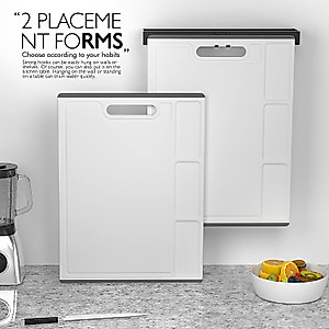 Cutting Boards for Kitchen – Large Plastic Kitchen Cutting Board, Dishwasher Safe Thick Chopping Board with Juice Grooves, for Meat, Fruits, Veggies, Easy Grip Handle, Non-Slip (Grey)