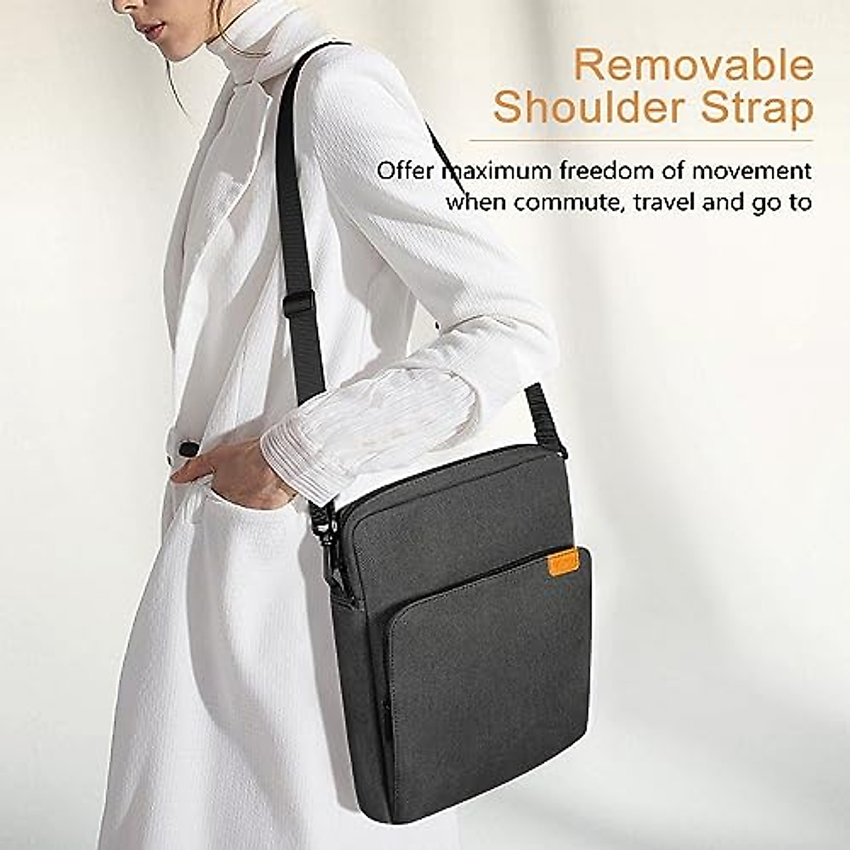 TiMOVO 13 Inch Tablet Sleeve Handbag with Shoulder Strap for iPad Air 13", iPad Pro 13", iPad Pro 12.9", Galaxy Tab S9+/S9 Plus/S10+/S10 Plus/S9 FE+/S9 FE Plus 12.4", Black & Gray